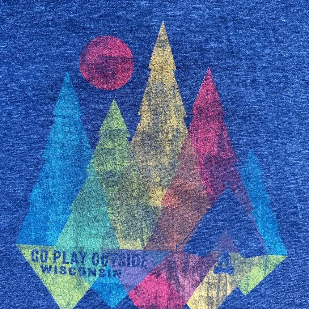 Blue 84 | Shirts | Subtle Wisconsin Tshirt W Distressed Tree Design Xl ...